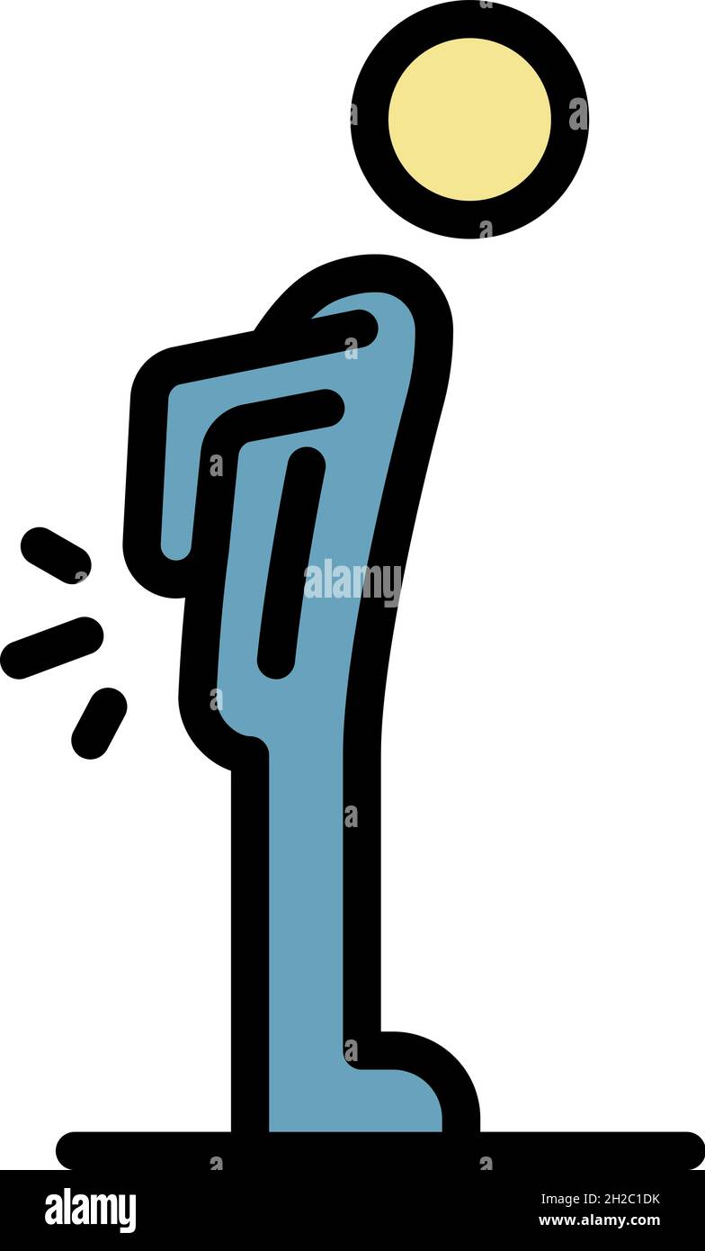 Lower back pain icon. Outline lower back pain vector icon color flat ...
