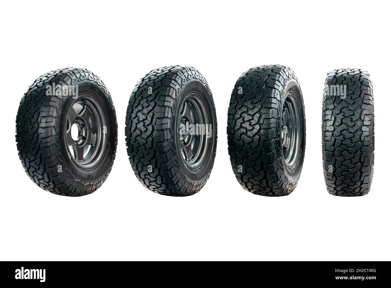 Group of car tire designed for use in all road conditions with alloy ...