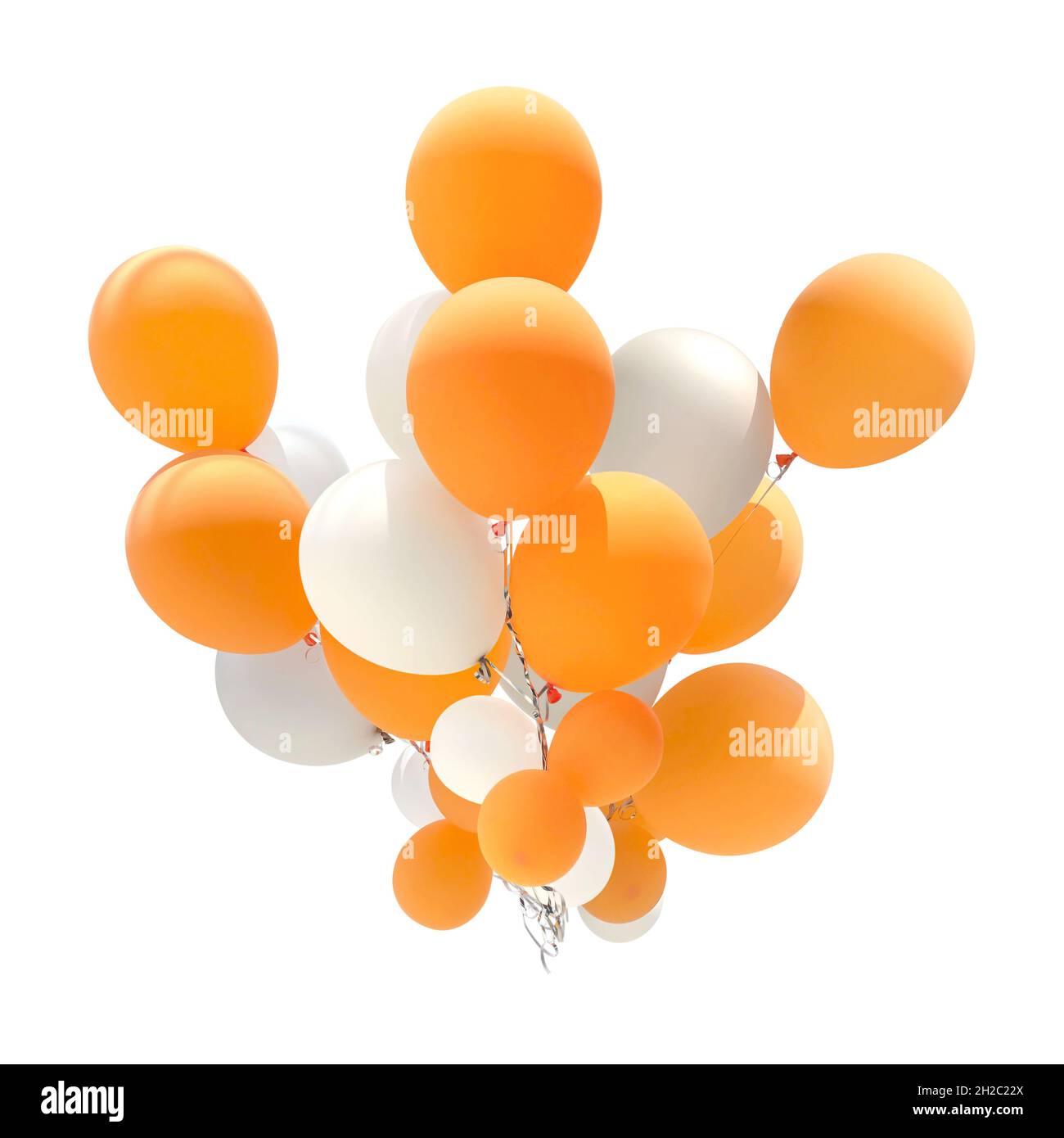 Group of orange and white color balloons for decoration in celebrations ...