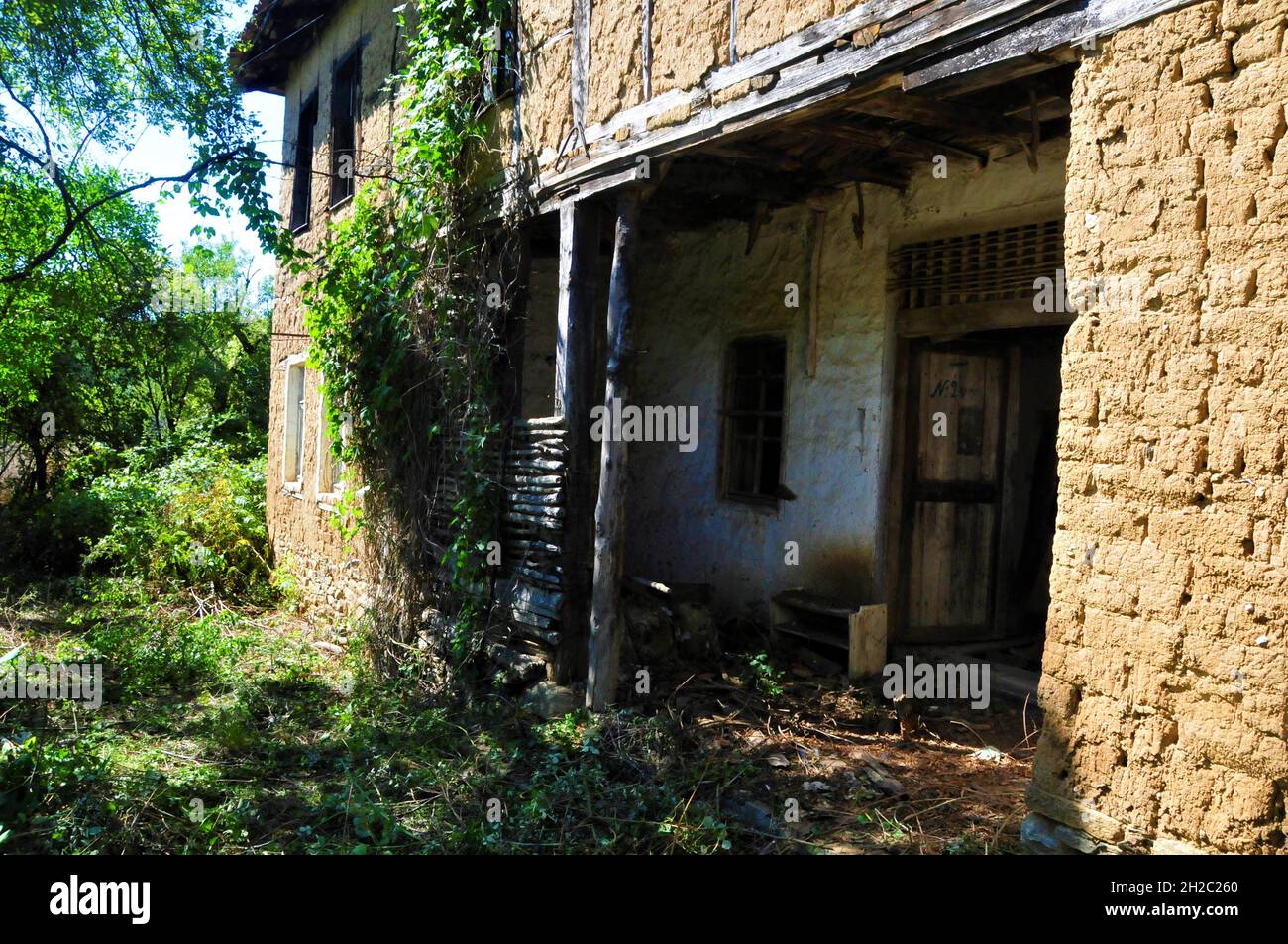 Mud houses and collapsed houses in an almost deserted village in ...