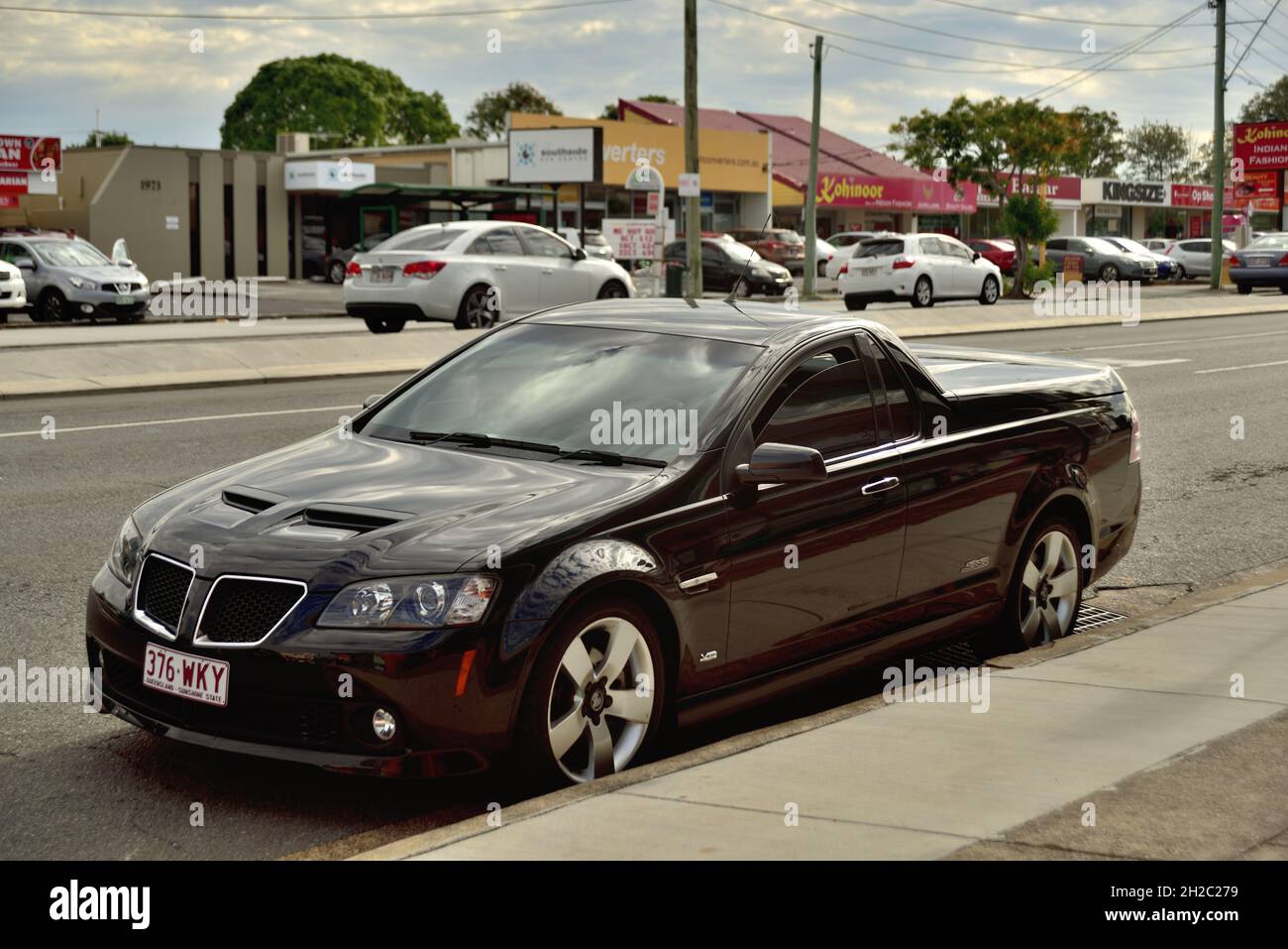 Black sport ute on roadside, Brisbane, Queensland, Australia Stock ...