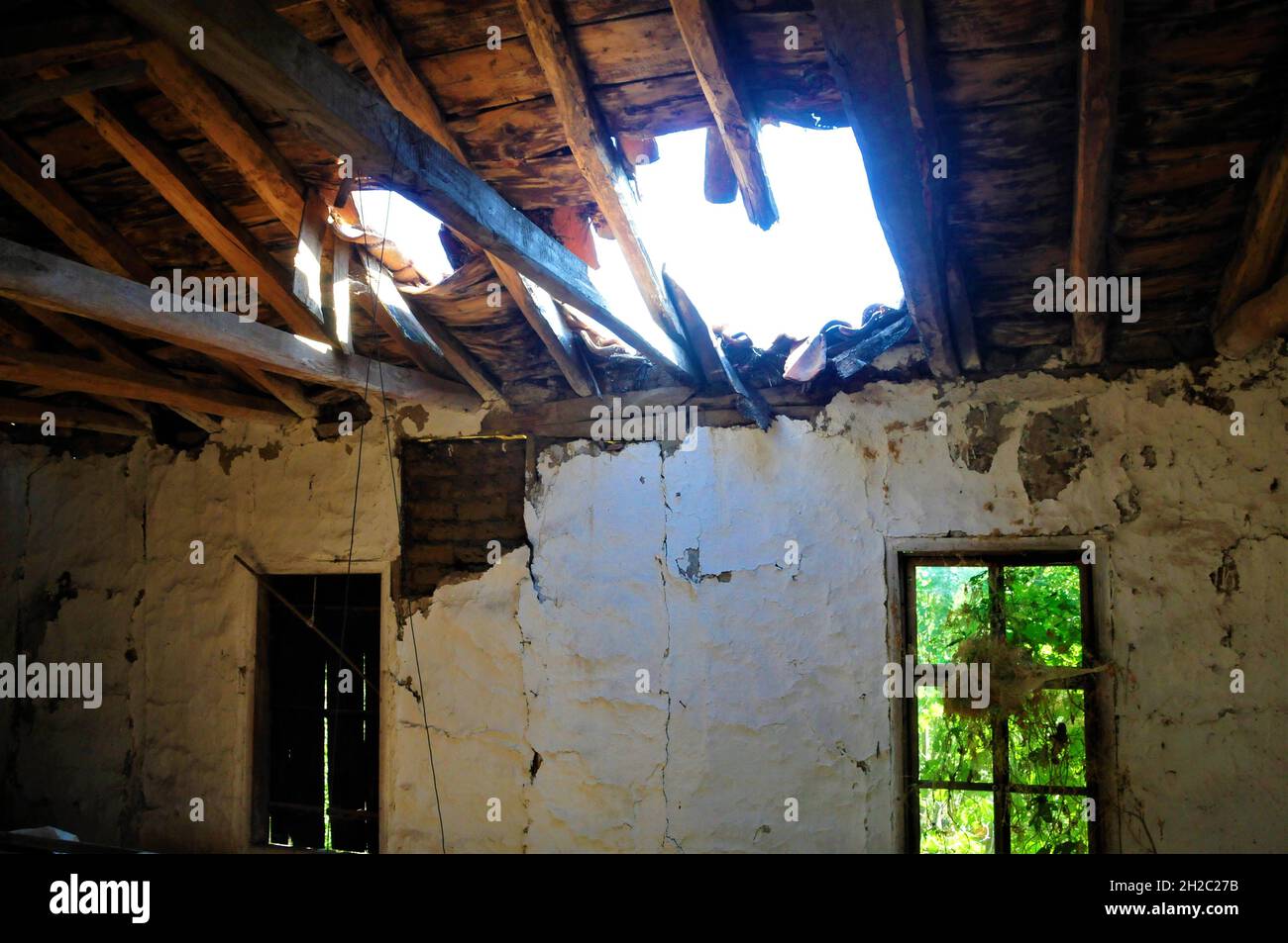 Mud houses and collapsed houses in an almost deserted village in ...
