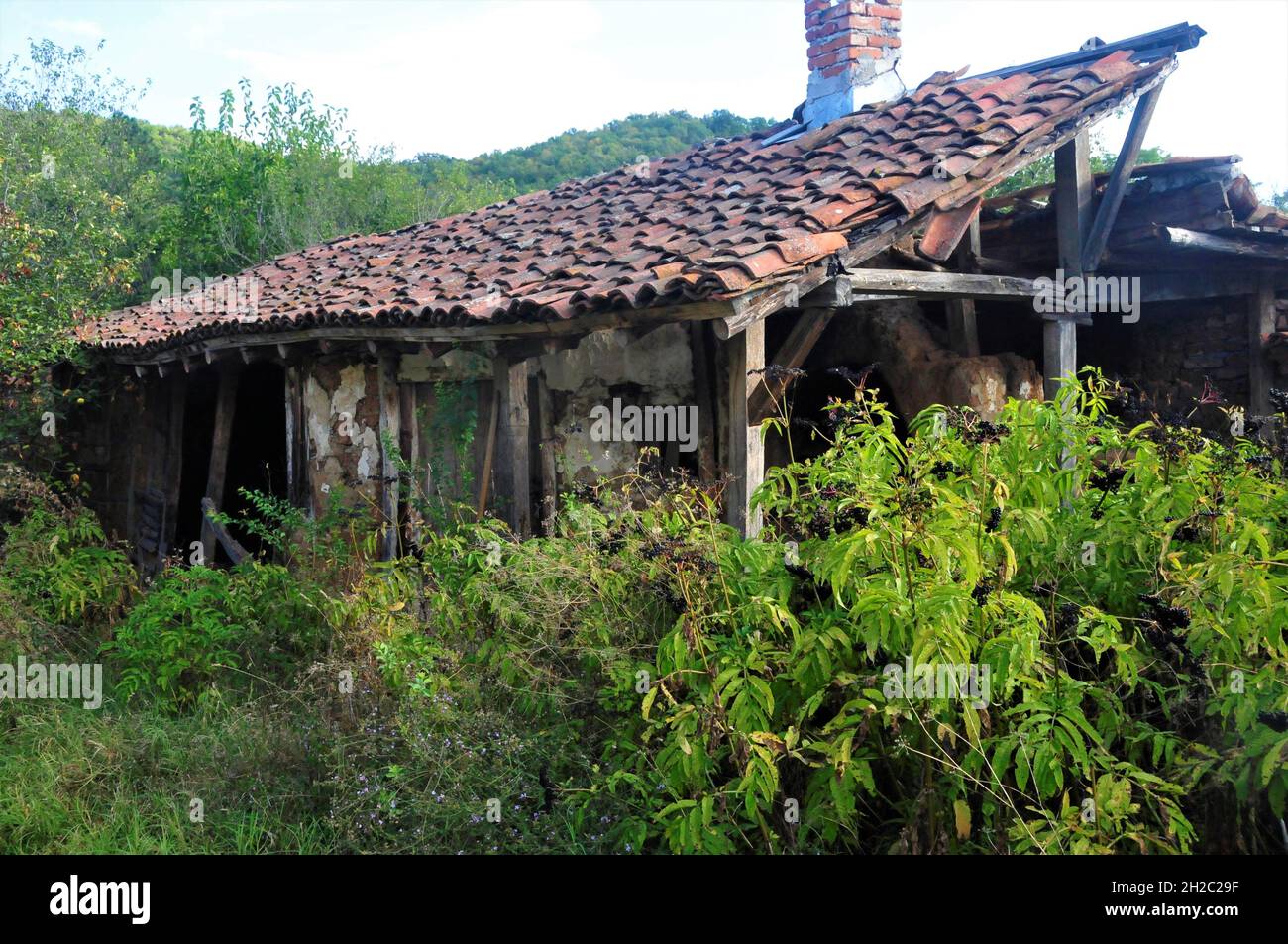 Mud houses and collapsed houses in an almost deserted village in ...