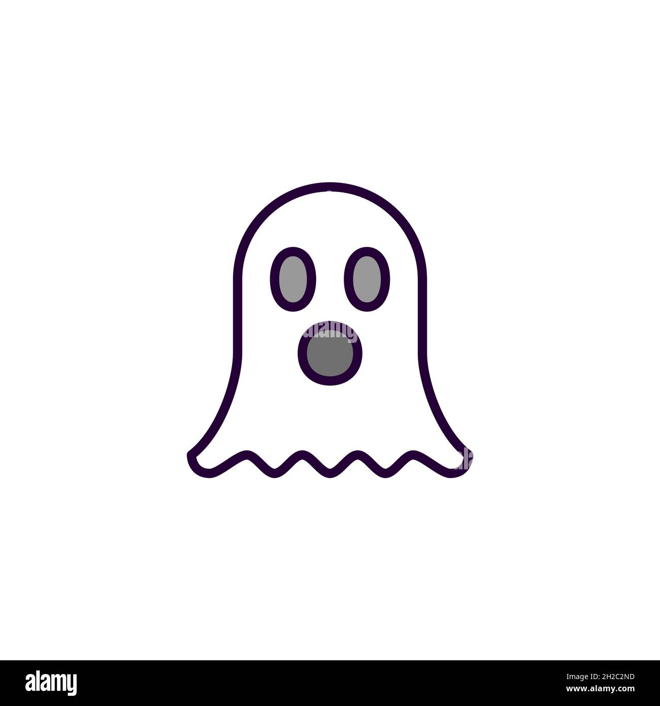 Cute cartoon Halloween ghost. Pixel perfect, editable stroke line art ...