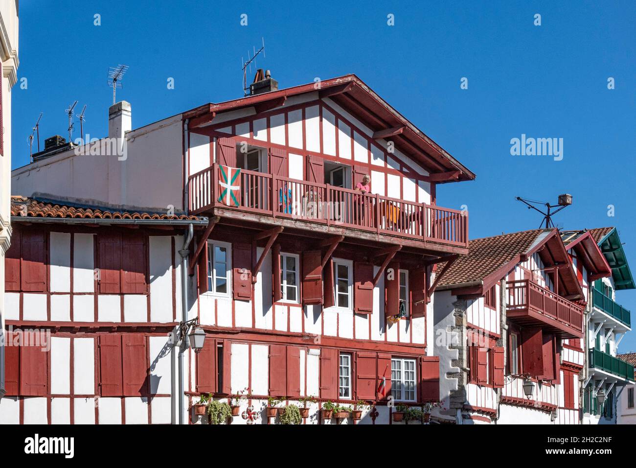 Traditional basque houses in the old town of Ciboure, Côte Basque ...