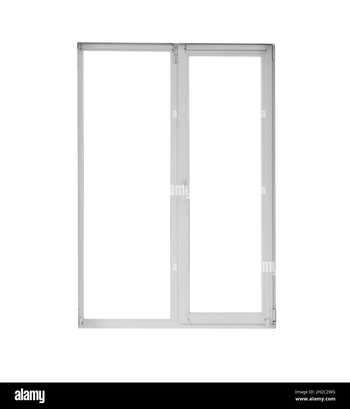 Modern window with open roller blinds on white background Stock Photo ...