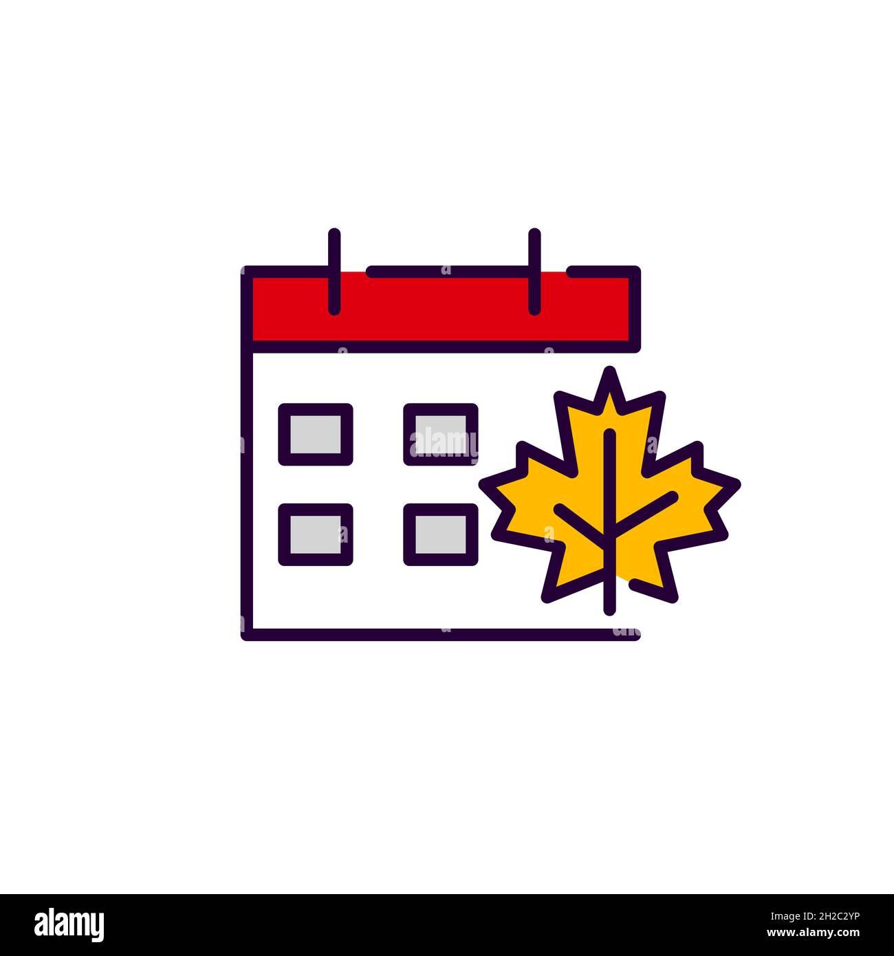 Fall binder calendar page with maple leaf. Pixel perfect, editable ...