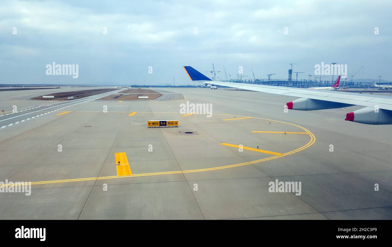 Seoul,Korea-January,1:2016:Beautiful sky view from the window of the ...