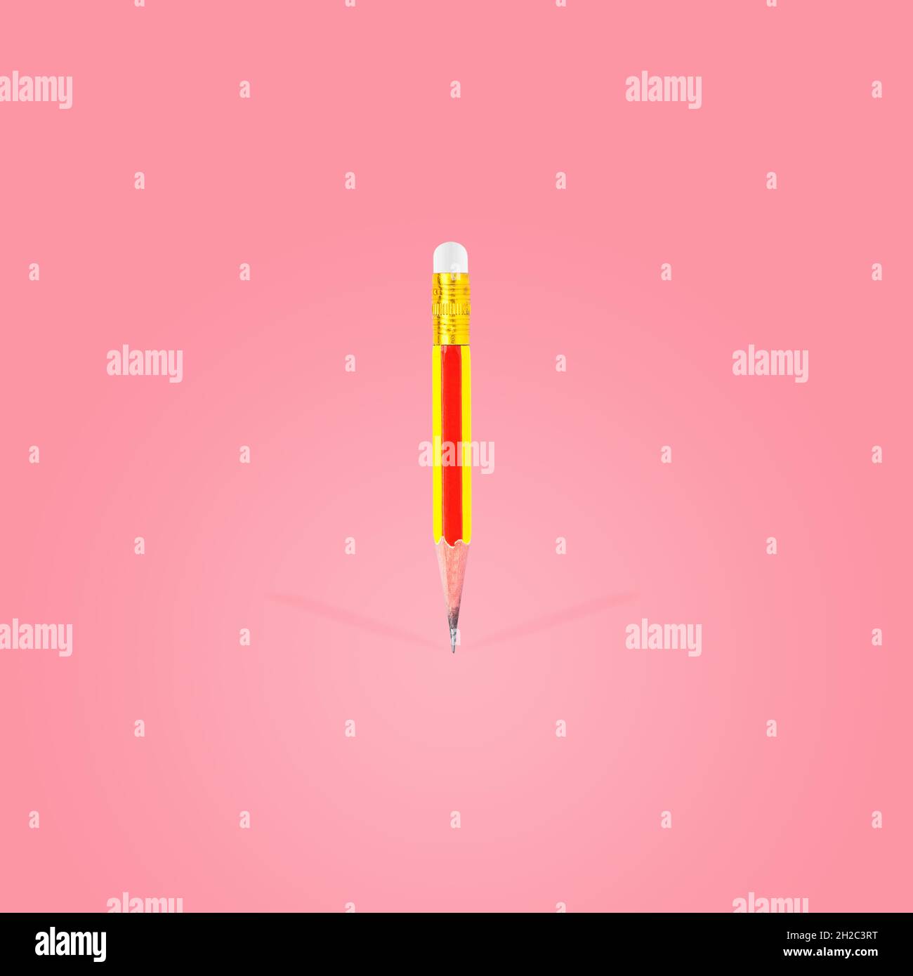 Short-sharpened wooden pencil and eraser isolated on beautiful pastel ...
