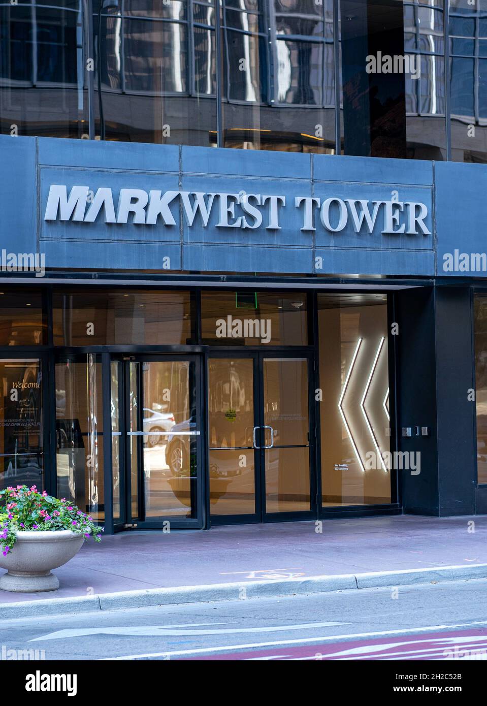 DENVER, UNITED STATES - Sep 25, 2021: The facade of the Mark West Tower ...