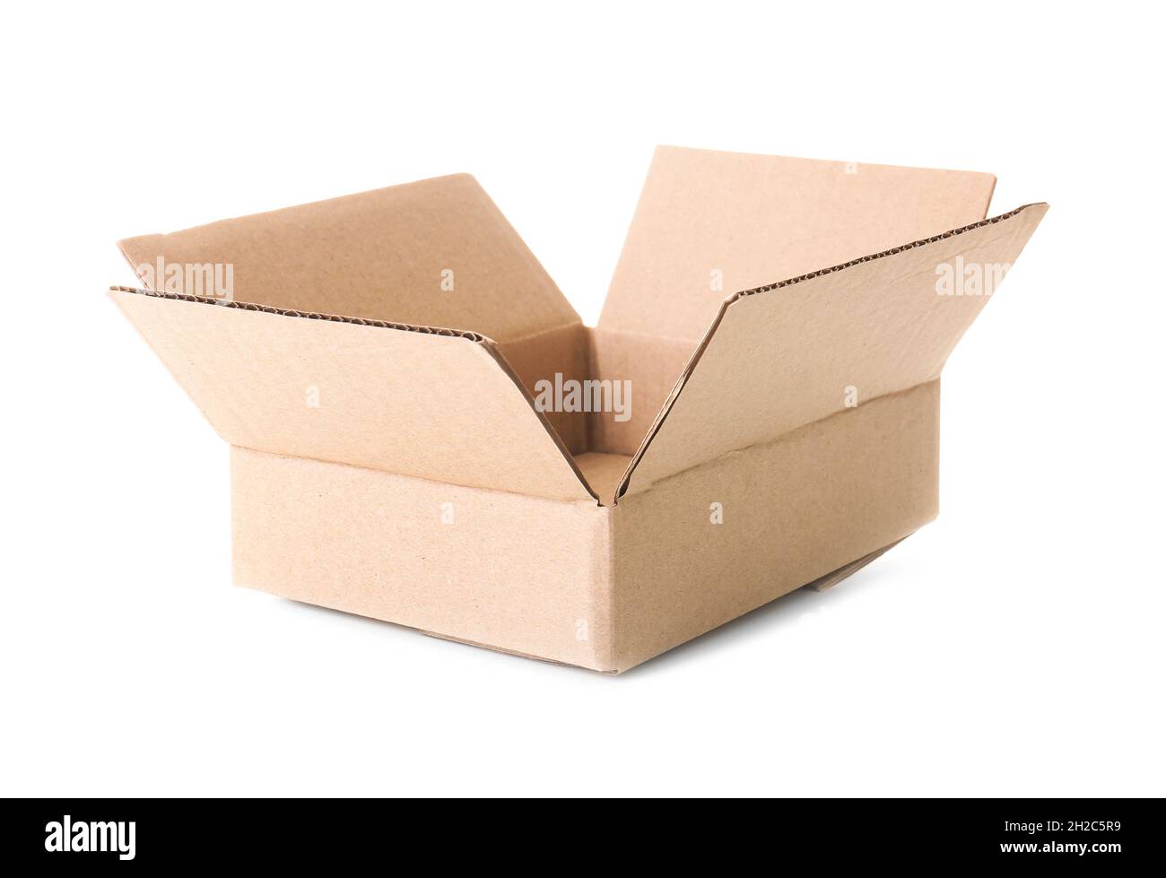 Open empty cardboard box on white background Stock Photo - Alamy