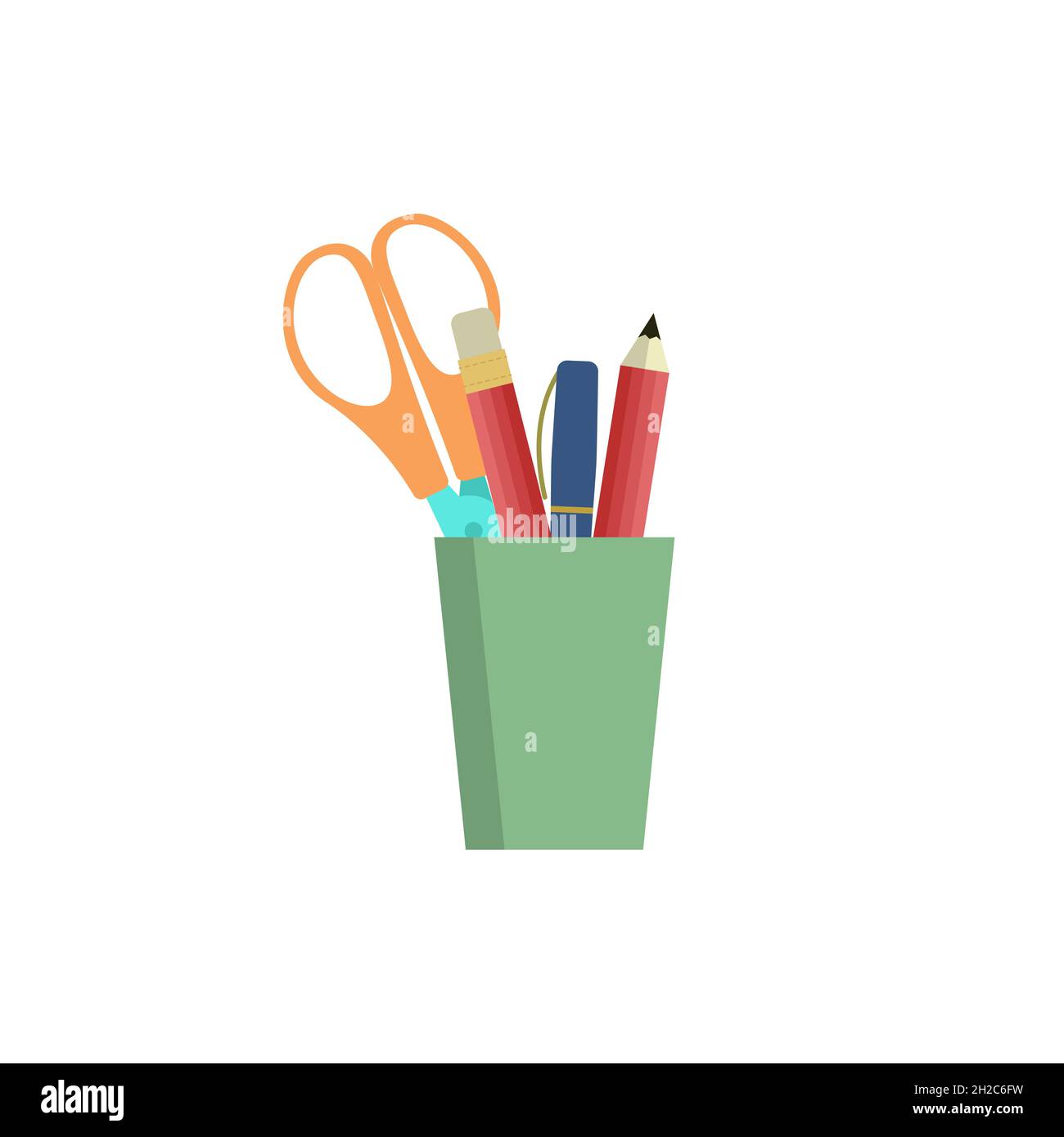 Simple green pencil holder isolated on white background icon Stock ...
