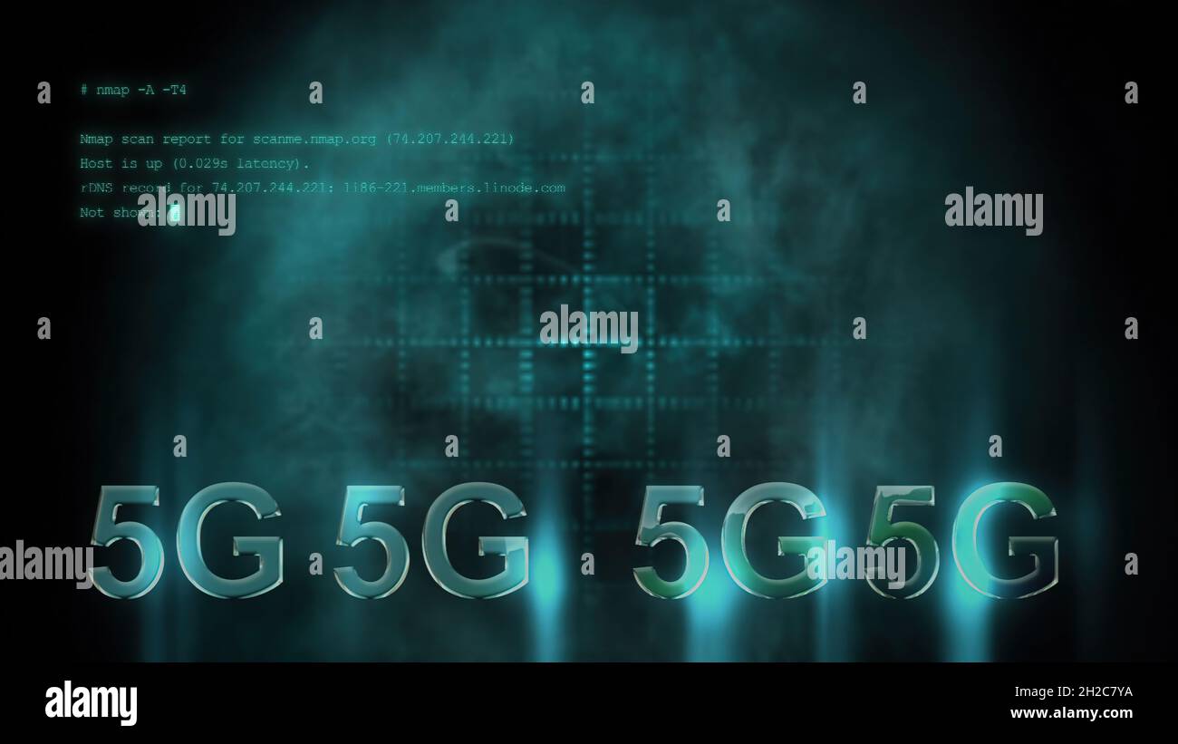 3d illustration - 5G technology with futuristic HUD interface Stock ...