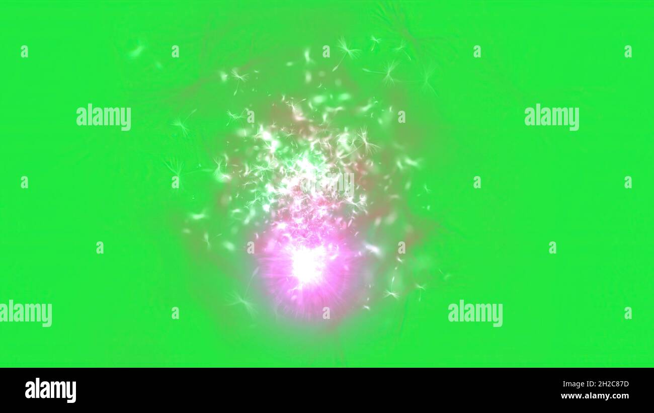3d illustration - Magic Fireworks with particles and sparks on green ...