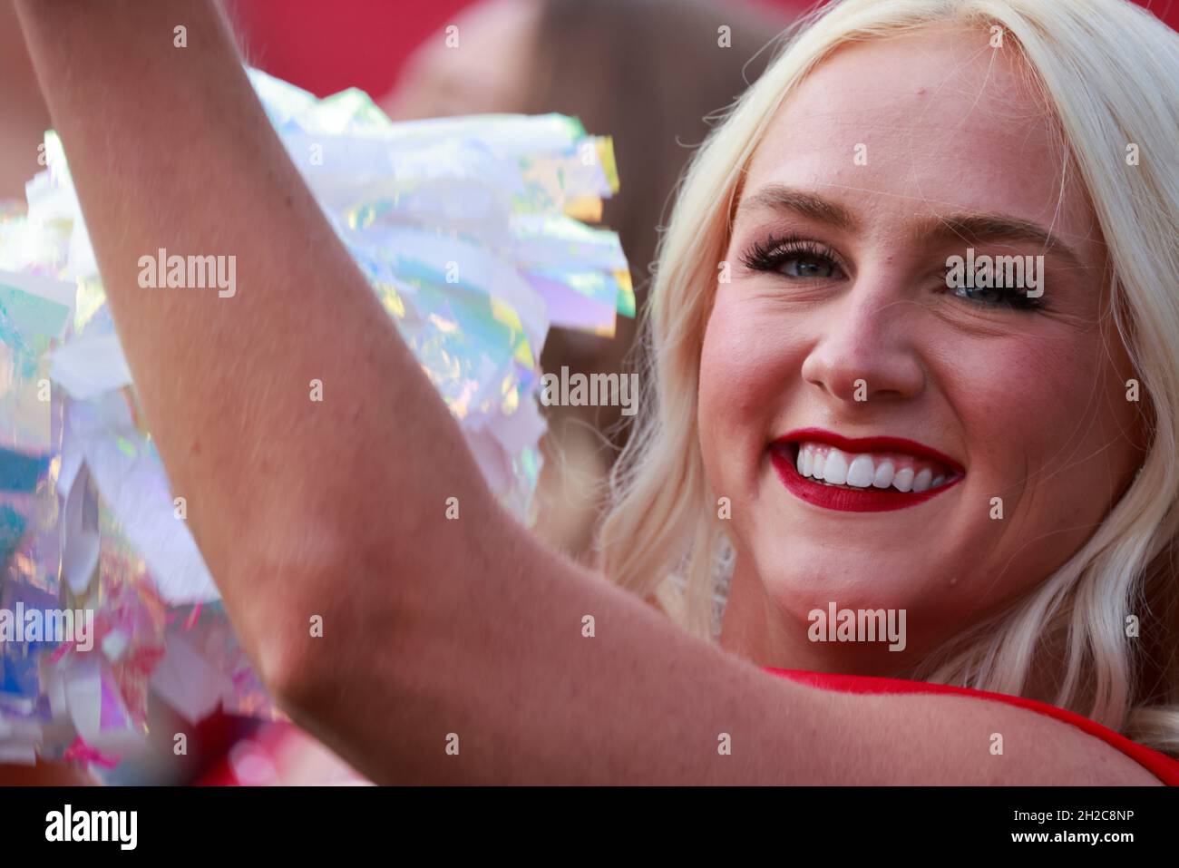 A member of the Indiana University RedSteppers cheers as the Hoosiers ...
