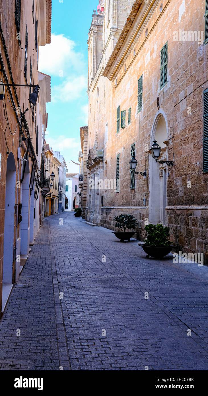 street in the old town of Ciutadella,Menorca, Balearic Islands, Spain Stock Photo - Alamy