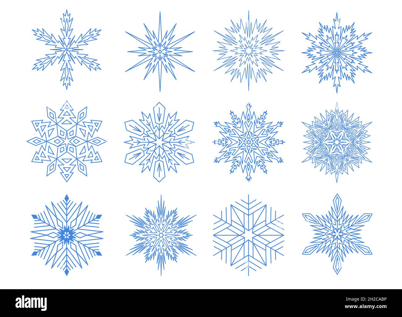 Symmetrical snowflake set, snowflake star shaped. Vector illustration ...