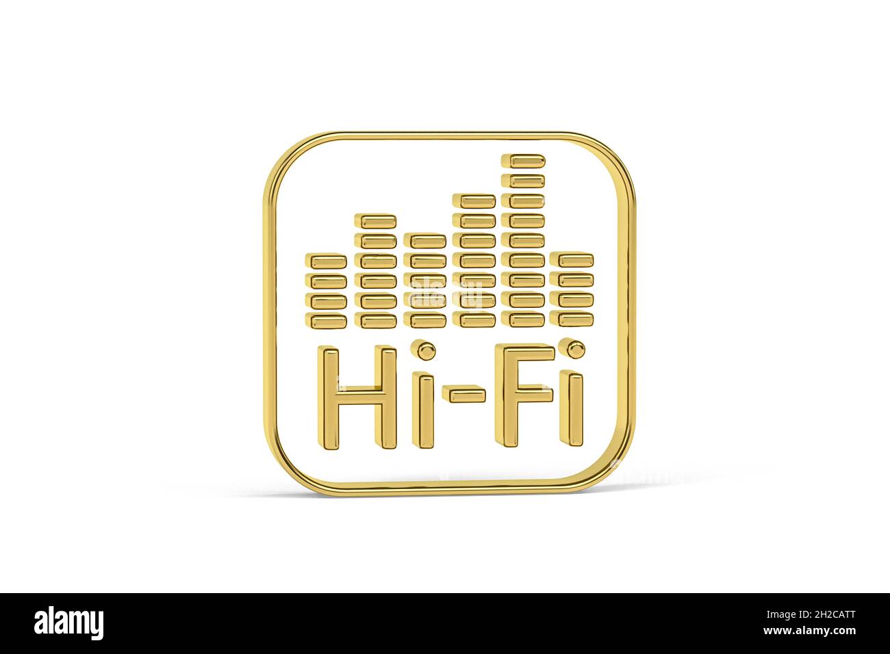 Golden 3d hi-fi system icon isolated on white background - 3d render ...