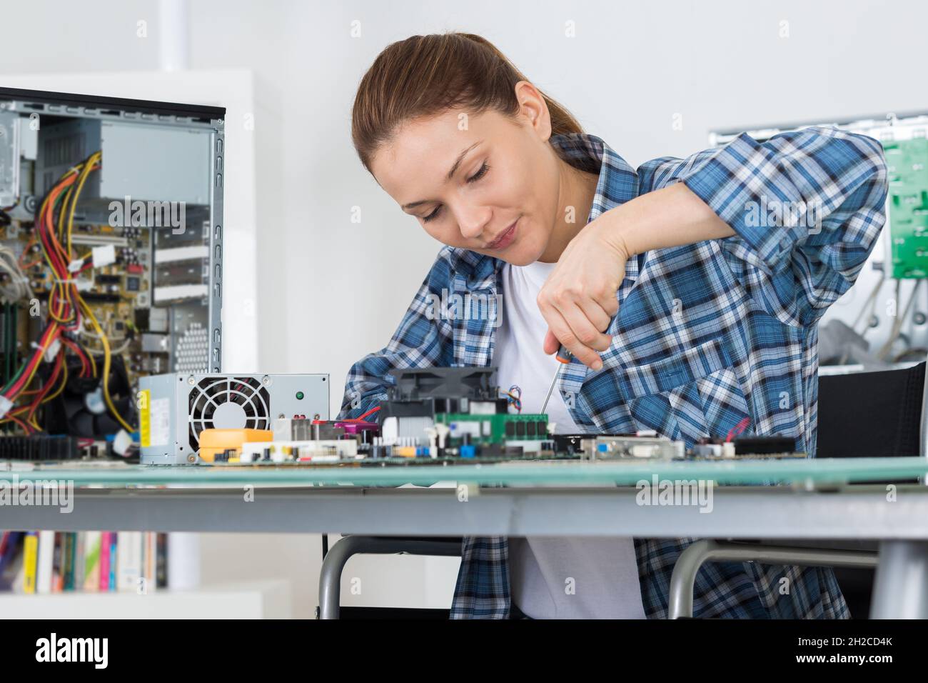 female technician repairing a computer Stock Photo - Alamy