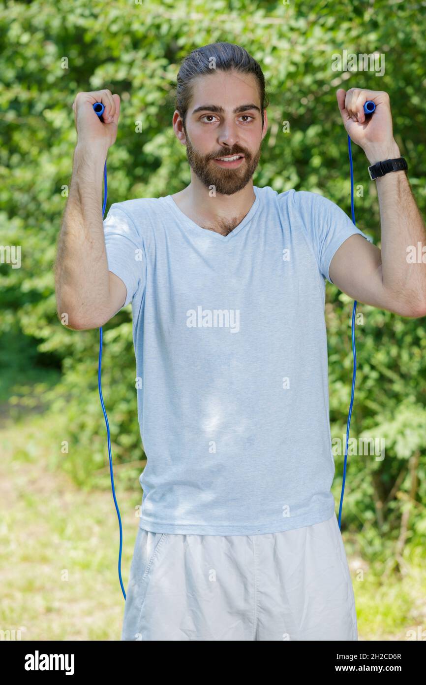Man jumping rope and beach hi-res stock photography and images - Alamy