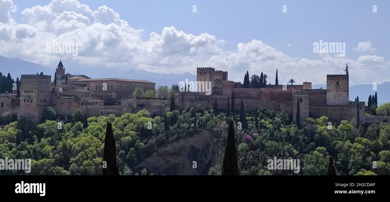 The Alhambra of Granada. Nazari monumental complex Stock Photo - Alamy