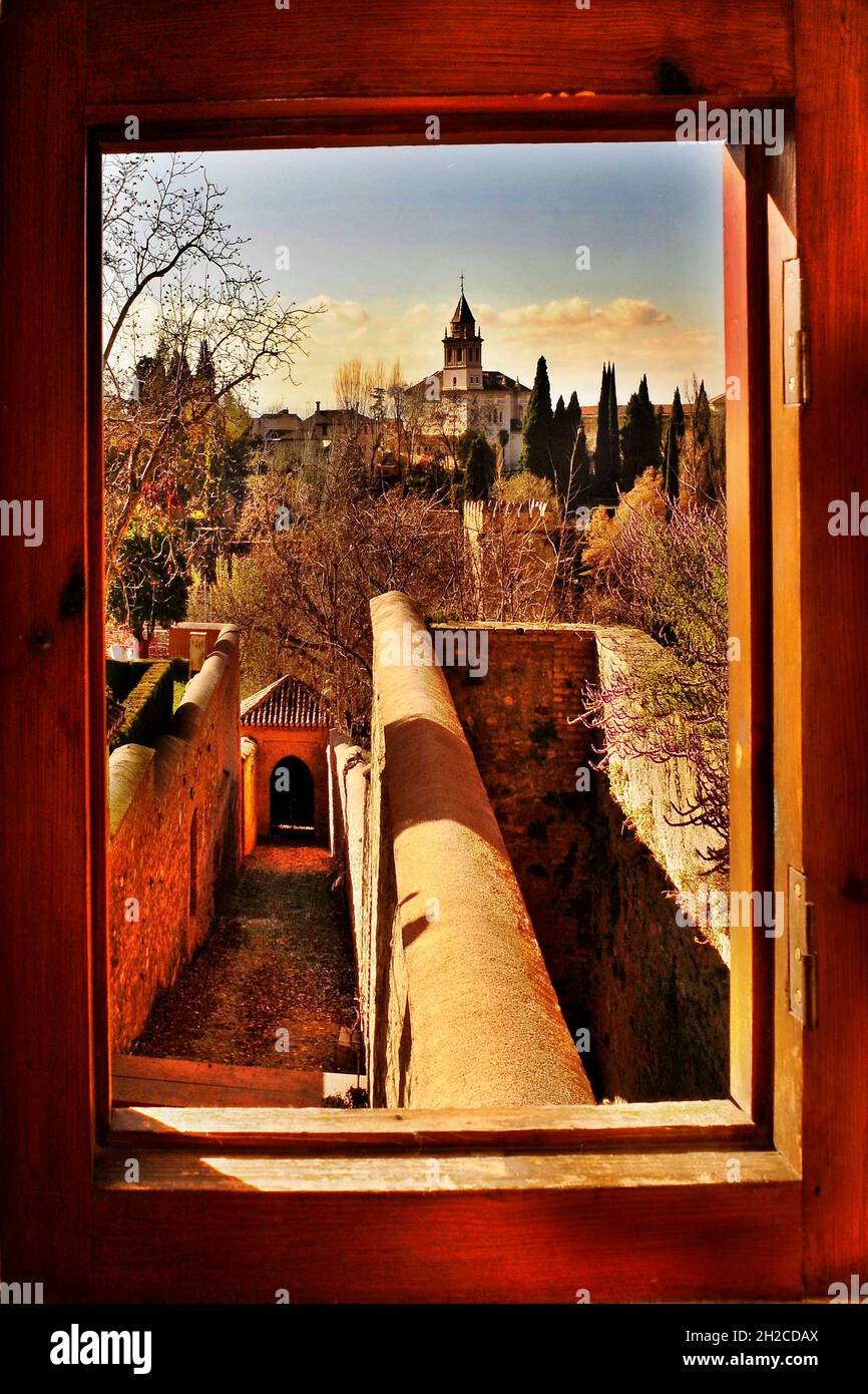 The Alhambra of Granada. Nazari monumental complex Stock Photo - Alamy