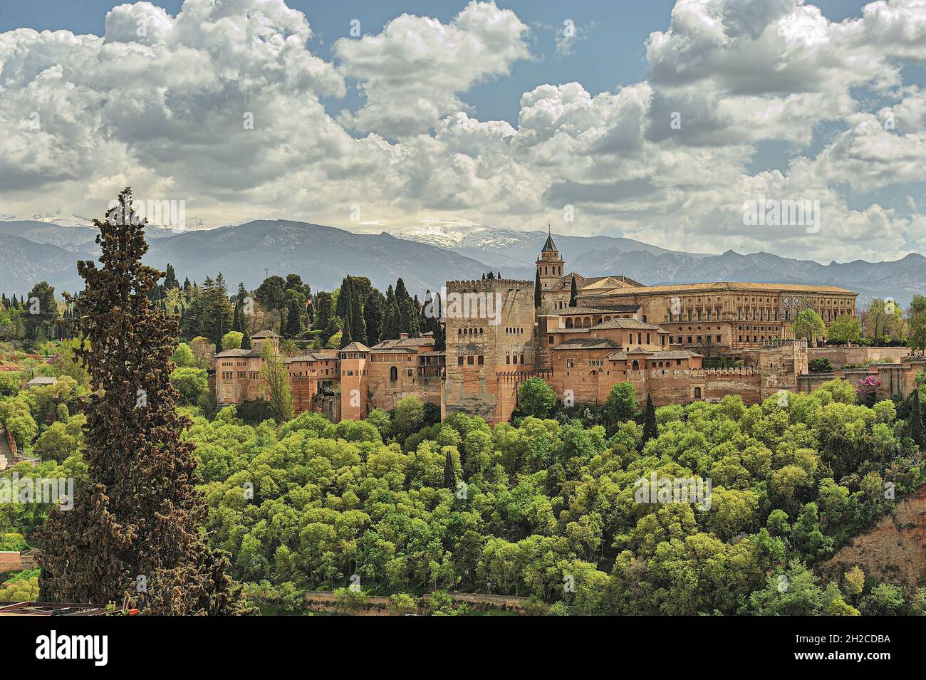 The Alhambra of Granada. Nazari monumental complex Stock Photo - Alamy