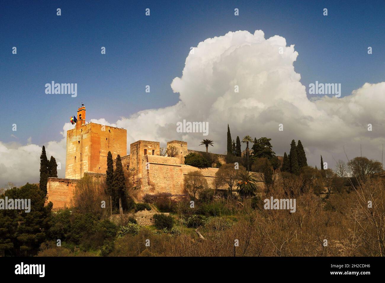 The Alhambra of Granada. Nazari monumental complex Stock Photo - Alamy