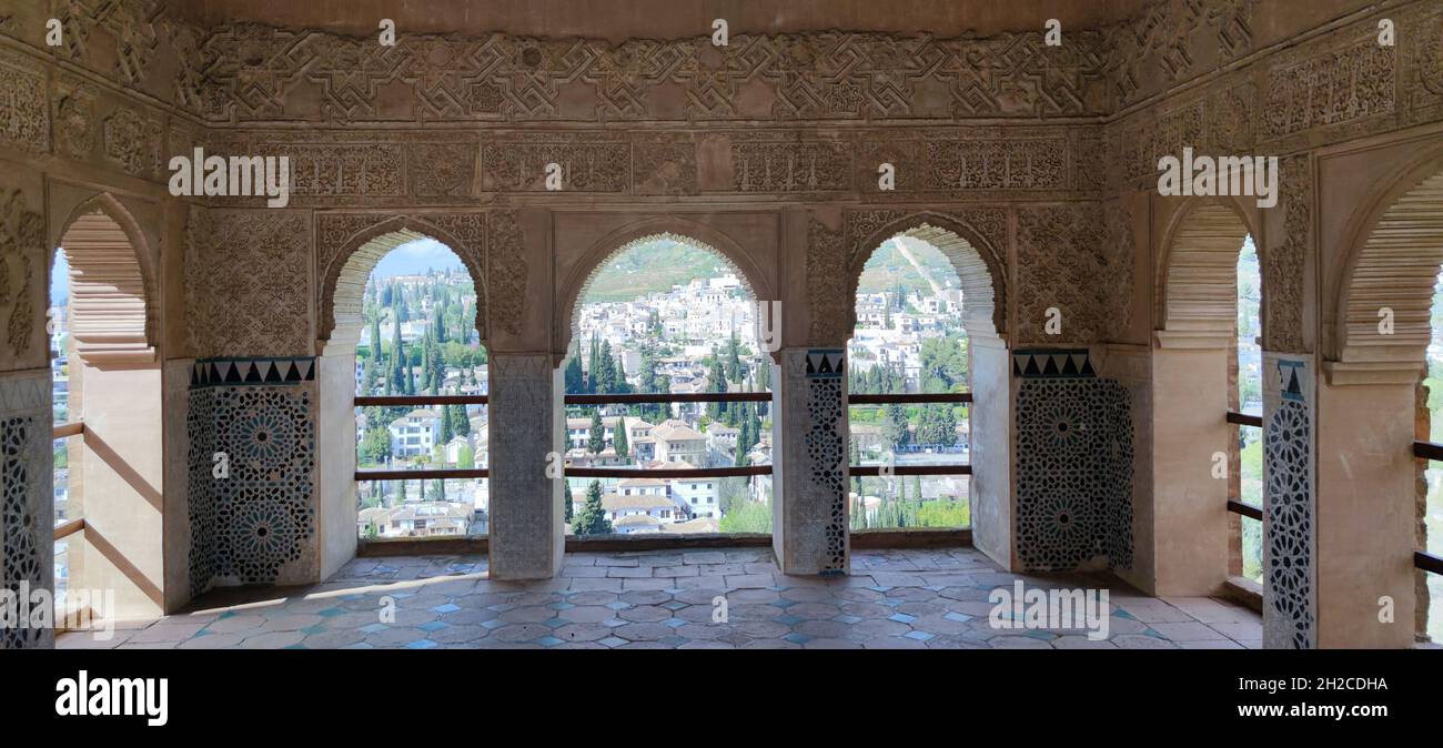 The Alhambra of Granada. Nazari monumental complex Stock Photo - Alamy
