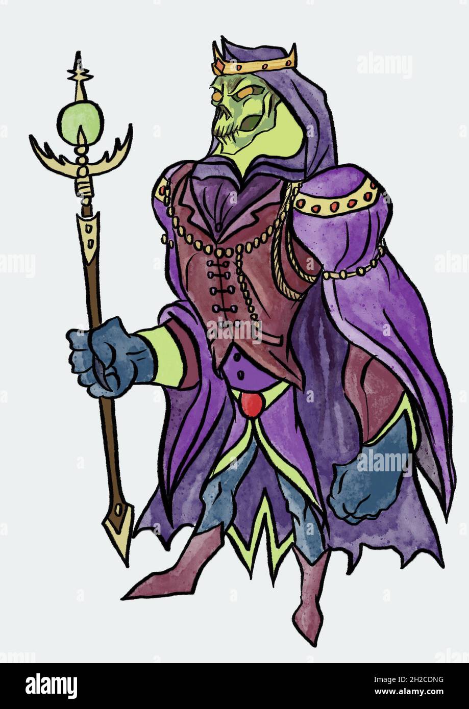 an evil necromancer character illustration Stock Photo - Alamy