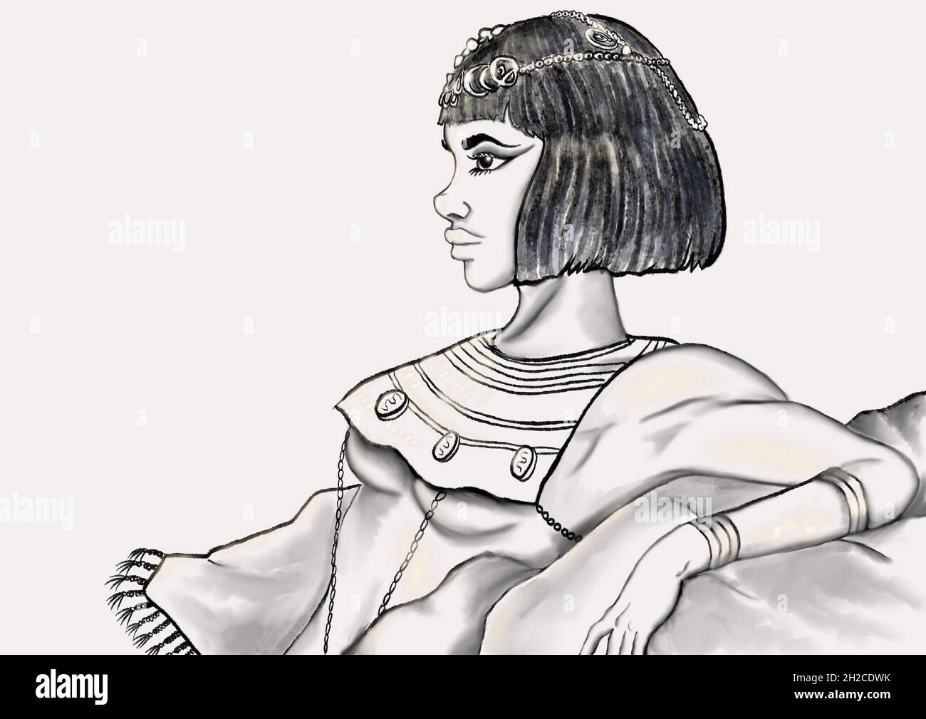 a Cleopatra hand drawn illustration Stock Photo - Alamy
