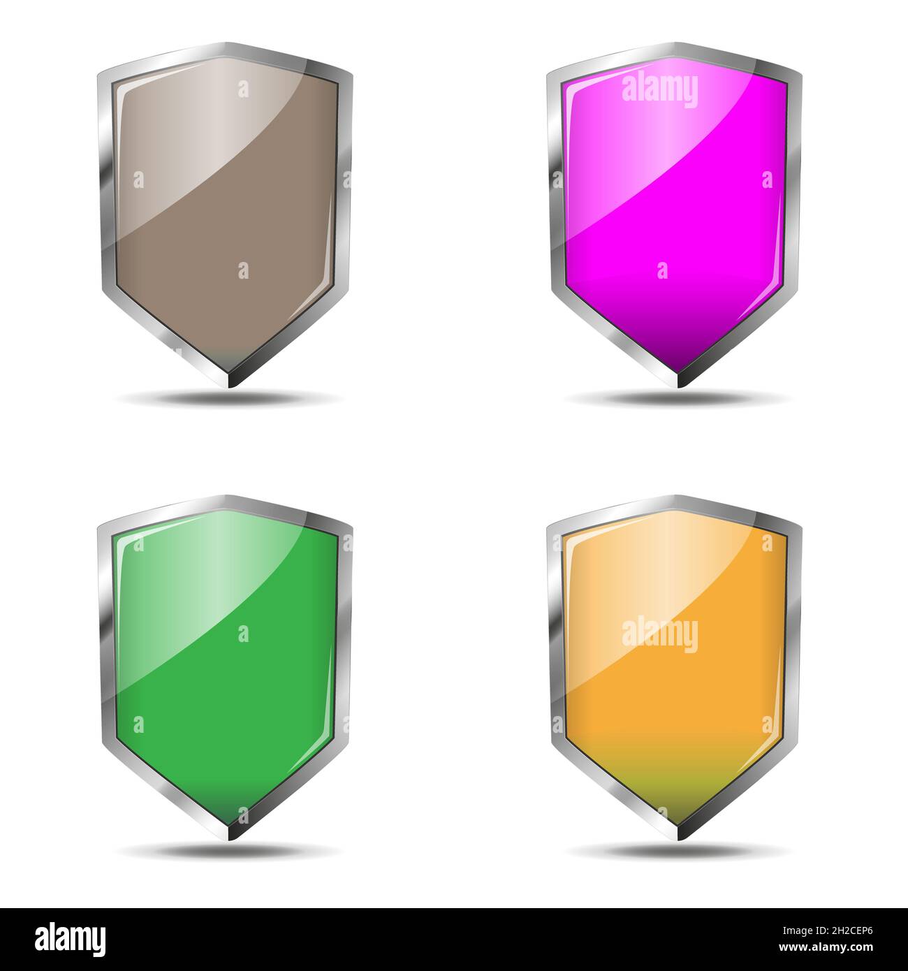 4 color shield icons. set. Flat illustration isolated Stock Photo - Alamy