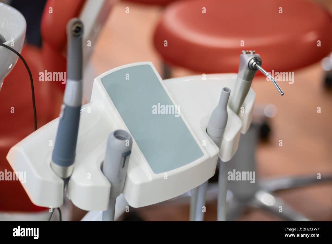 Different tools and dentistry instruments in dental office - close up ...