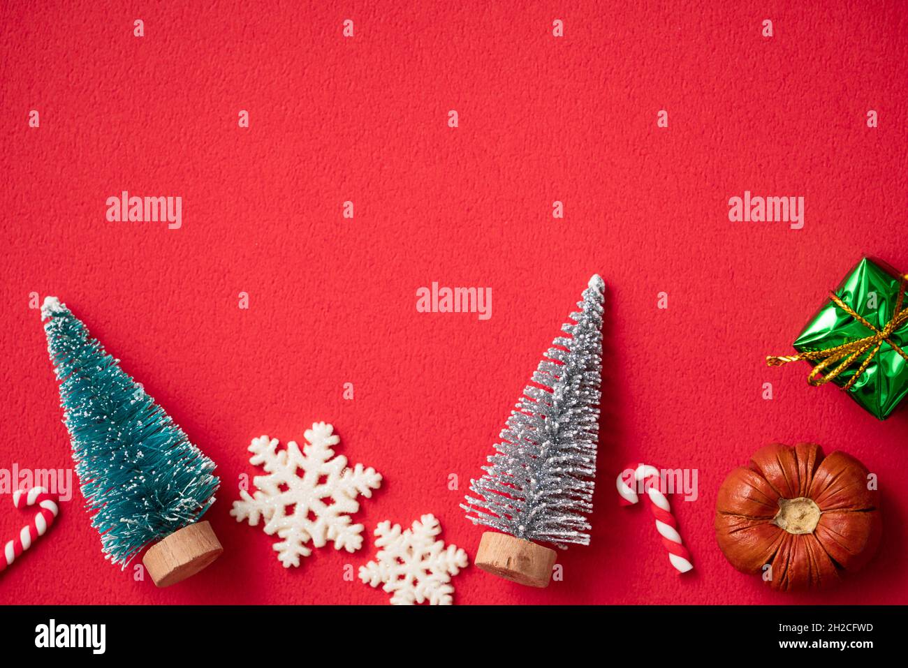 Top view of Christmas design concept holiday decoration ornament ...