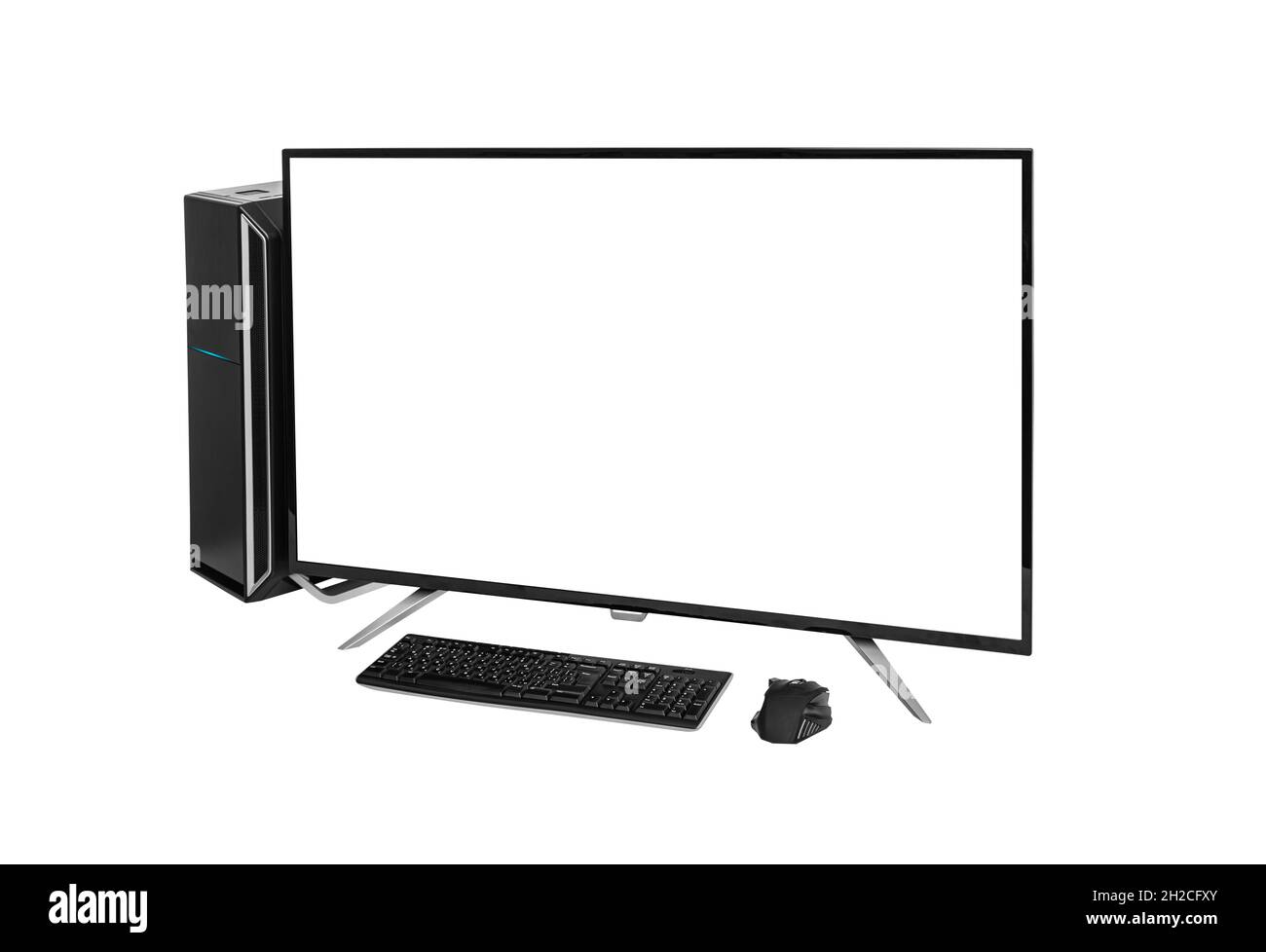 Black desktop computer isolated on a white background Stock Photo - Alamy