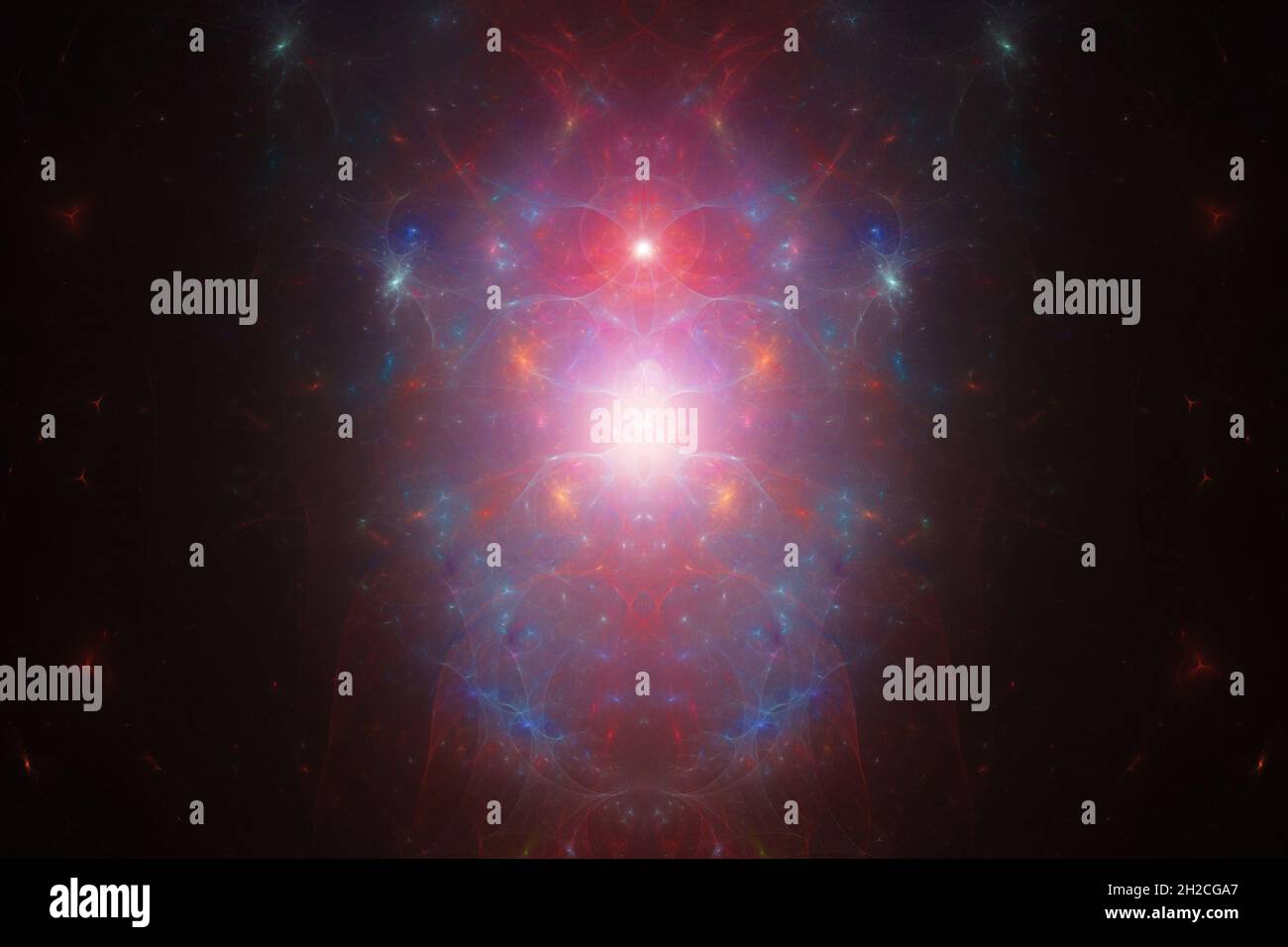 A quantum, science fiction concept of an atomic like design. With stars ...