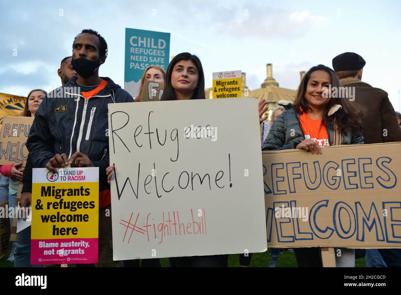 Protesters hold sign in hi-res stock photography and images - Alamy