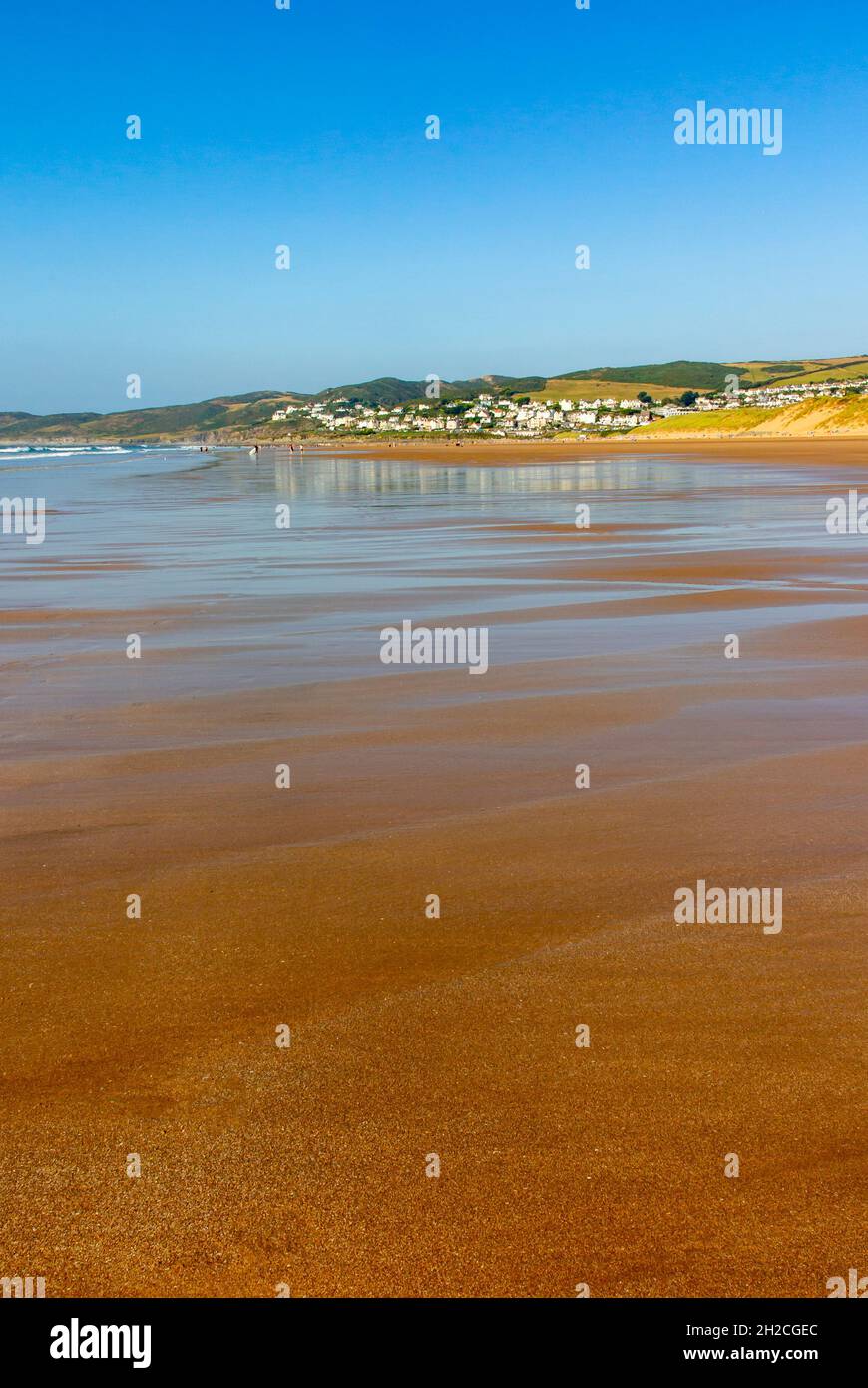 The sandy beach at Woolacombe on the North Devon coast England UK close ...