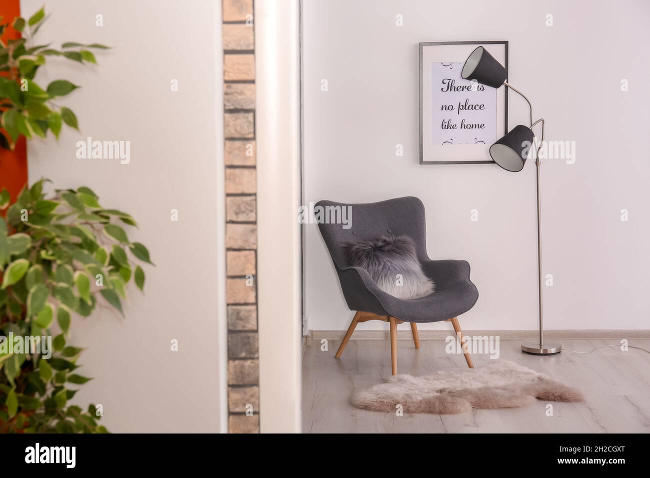 Stylish room interior, view through open door Stock Photo - Alamy