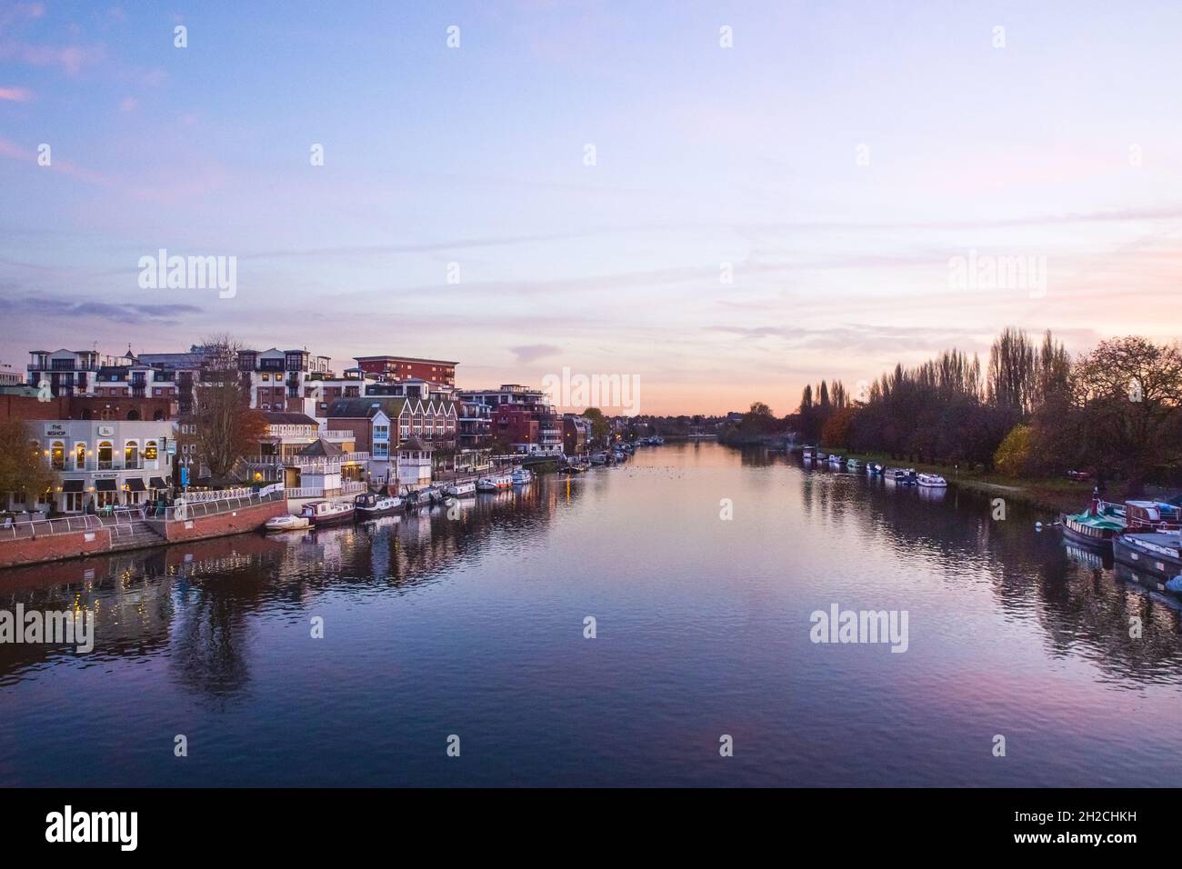 Kingston Upon Thames riverside river bar London sunset sky Stock Photo ...