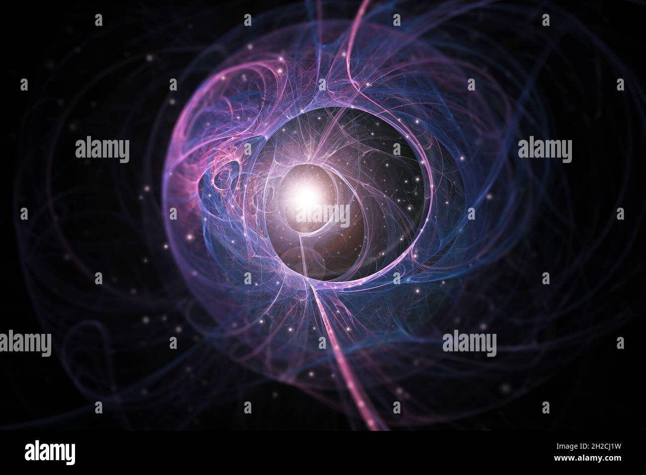 A science fiction concept of an quantum like design. With a glowing ...