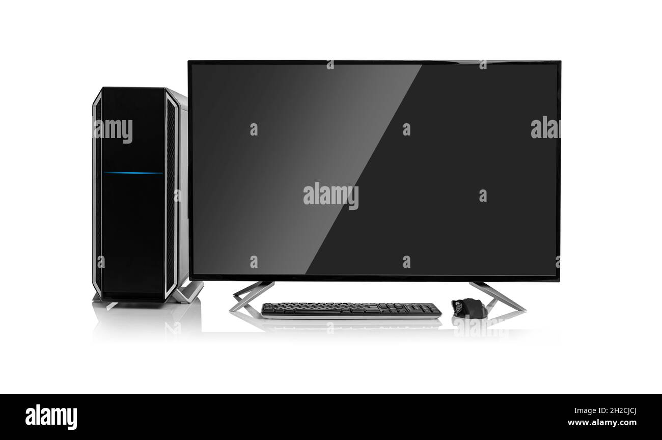 Black desktop computer isolated on a white background Stock Photo - Alamy