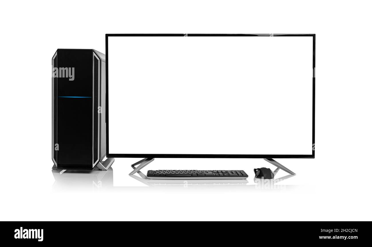 Black desktop computer isolated on a white background Stock Photo - Alamy