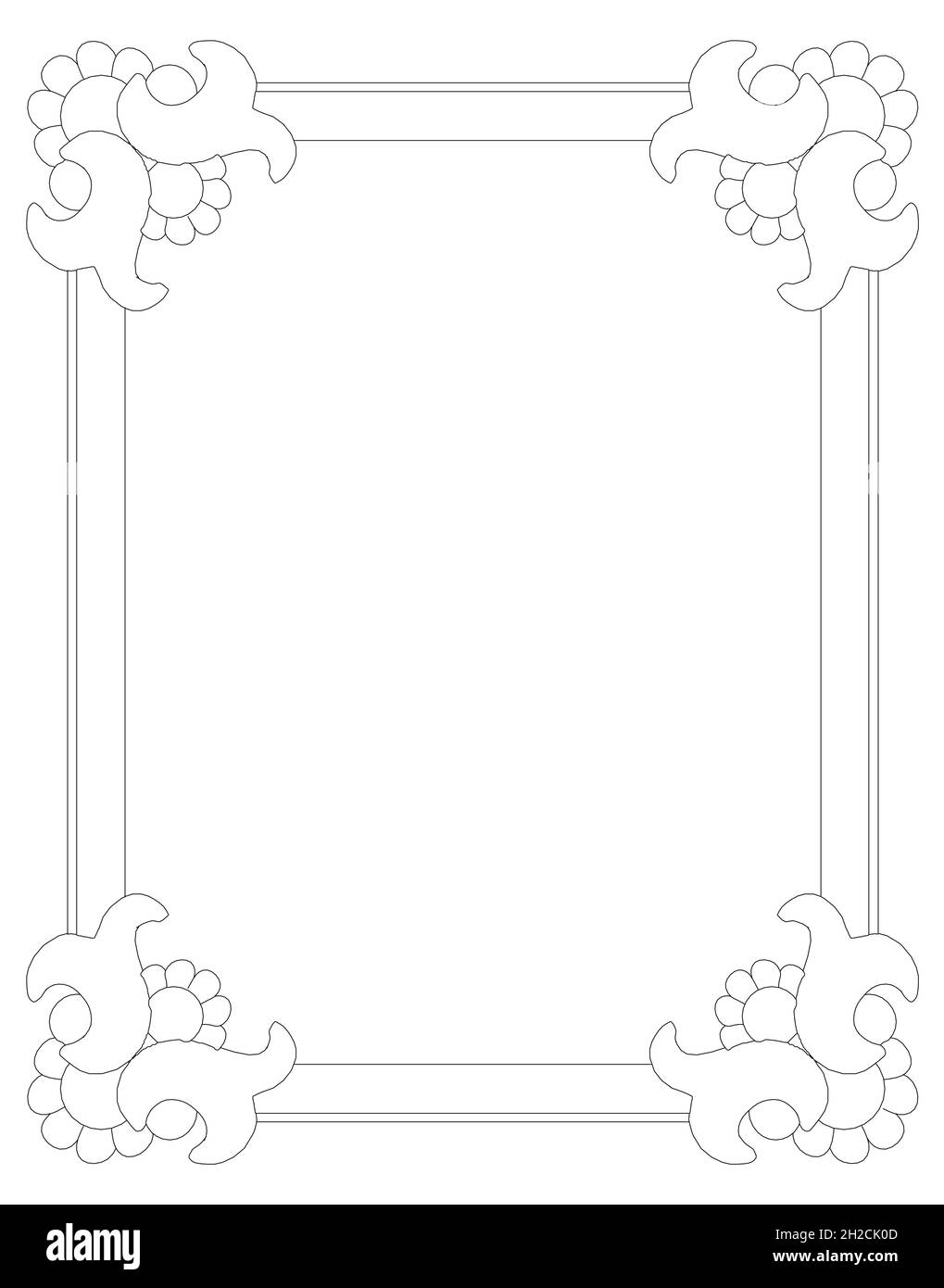 Contour decorative frame for painting or photograph from black lines ...