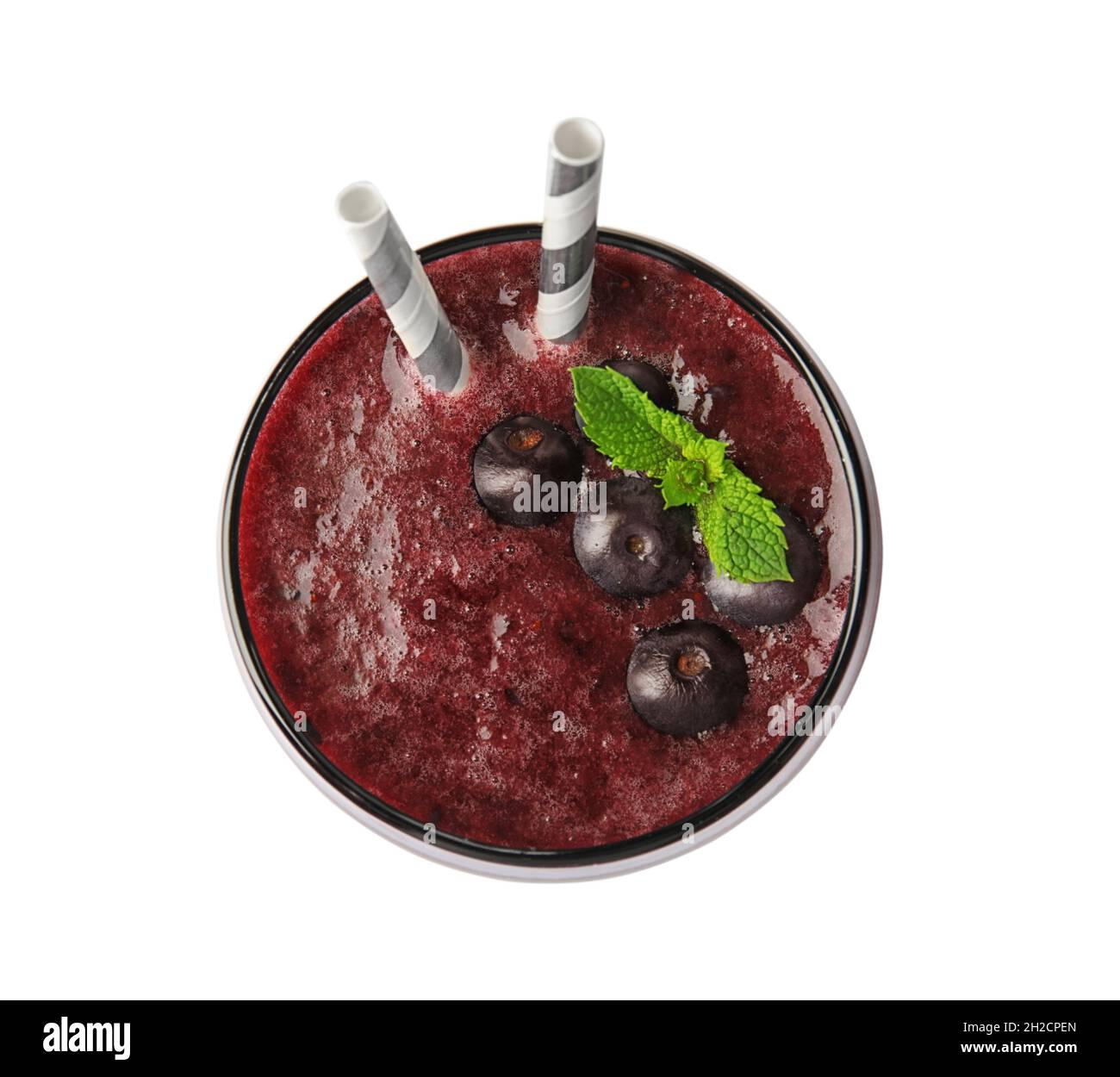 Glass with delicious acai smoothie on white background Stock Photo - Alamy