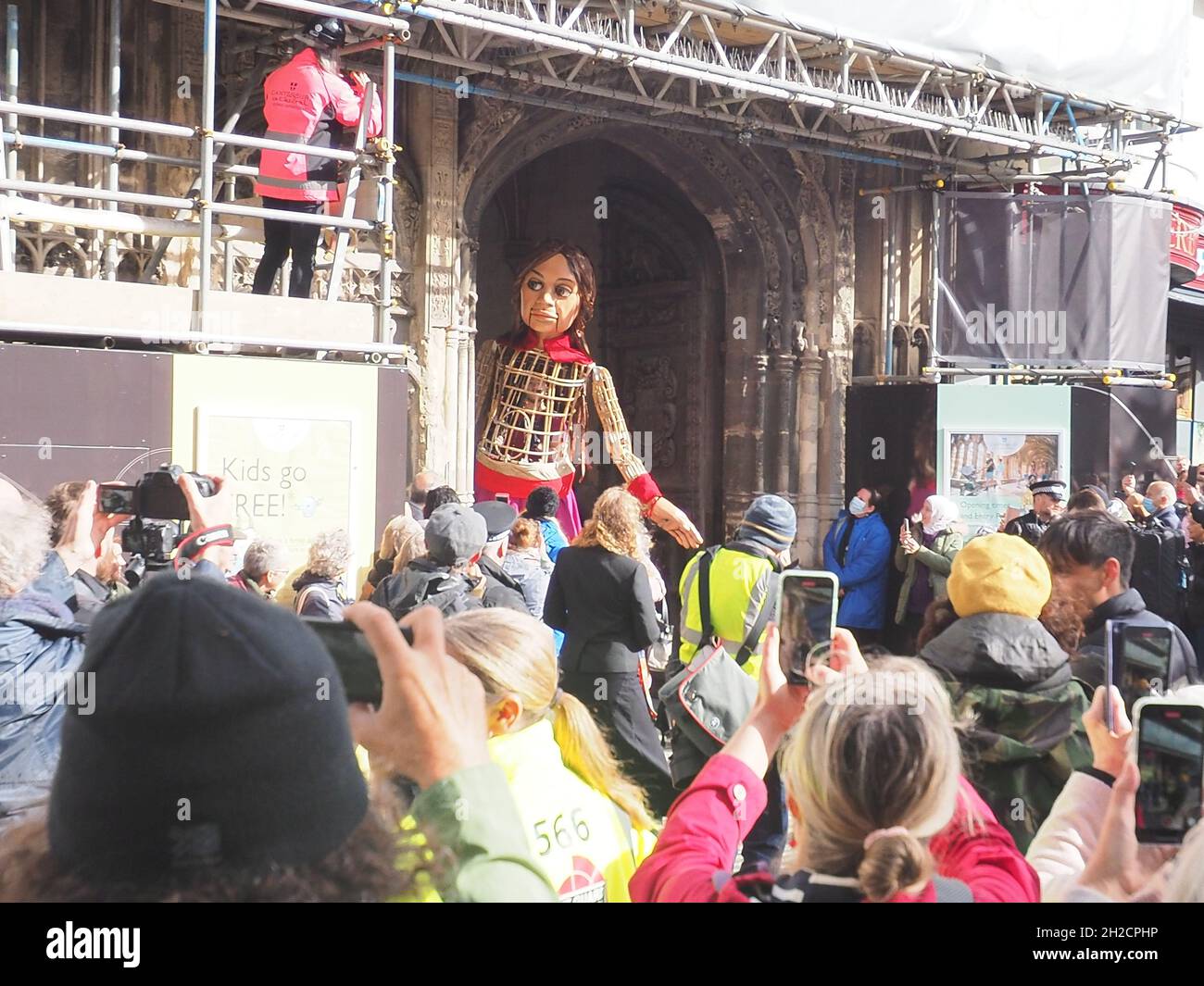 Canterbury, Kent, UK. 21st Oct, 2021. Photos of the Little Amal refugee ...