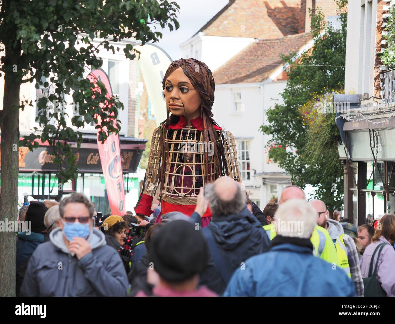 Canterbury, Kent, UK. 21st Oct, 2021. Photos of the Little Amal refugee ...