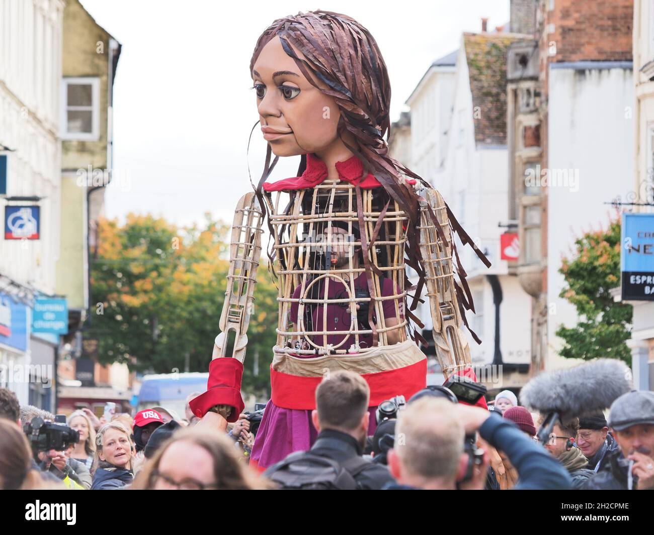 Canterbury, Kent, UK. 21st Oct, 2021. Photos of the Little Amal refugee ...