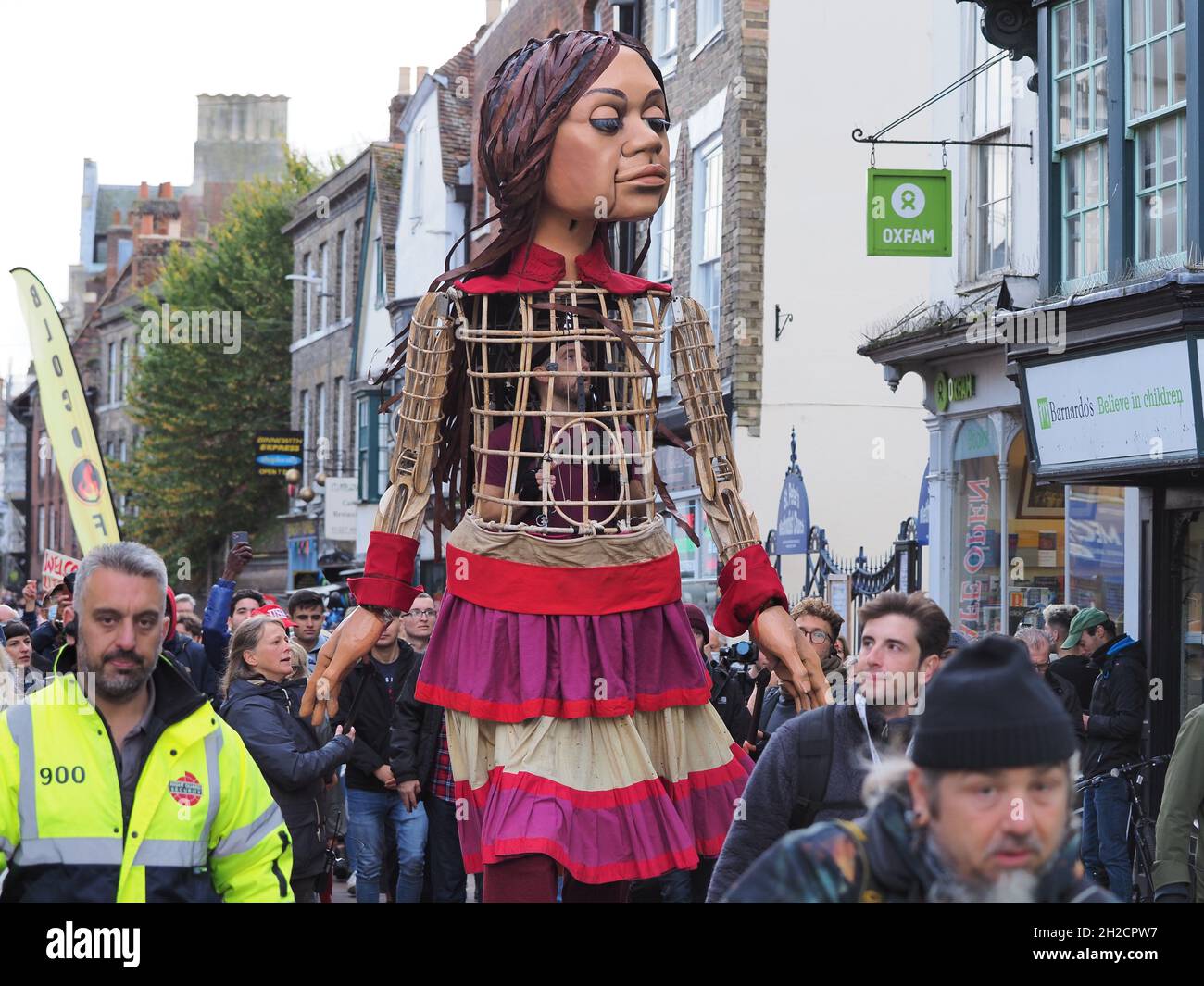 Canterbury, Kent, UK. 21st Oct, 2021. Photos of the Little Amal refugee ...