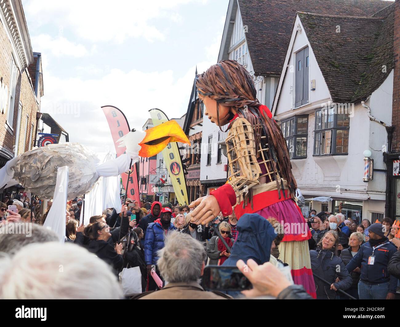 Canterbury, Kent, UK. 21st Oct, 2021. Photos of the Little Amal refugee ...